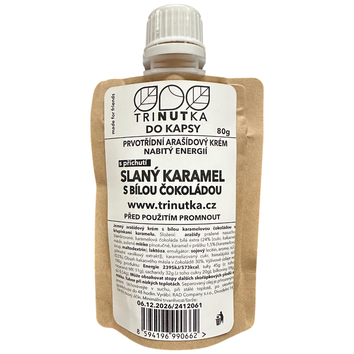 Saszetka TriNutka Slaný karamel s bílou čokoládou 80g | 4camping.pl